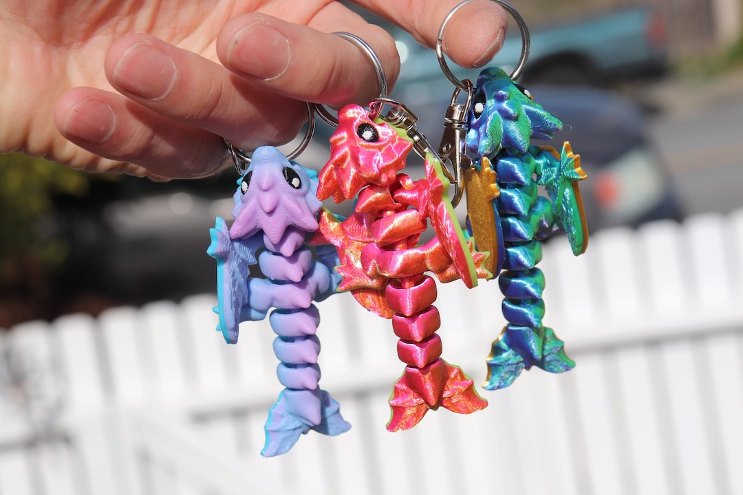 Dragon Keychain 3D Printed, Full Color Fun Gift Key Buddies Unique Item ...