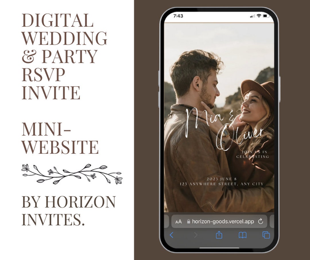 Digital Evite Invitation Mini-wedding Website & RSVP. Wedding, Party ...