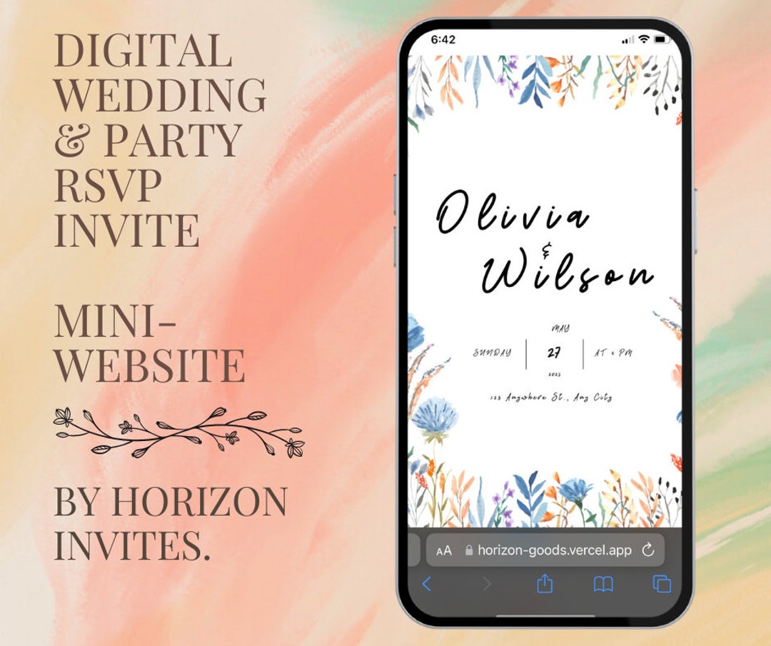 Digital Evite Invitation Mini-wedding Website & RSVP. Wedding, Party ...