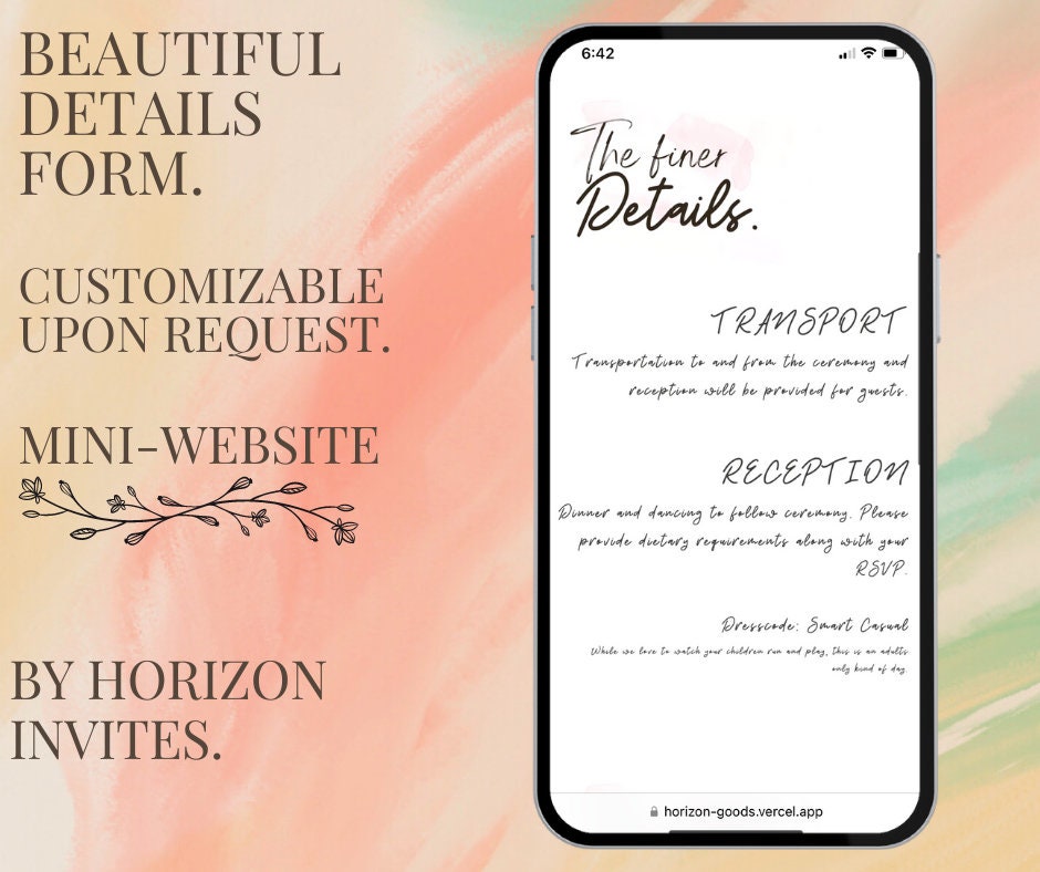 Digital Evite Invitation Mini-wedding Website & RSVP. Wedding, Party ...
