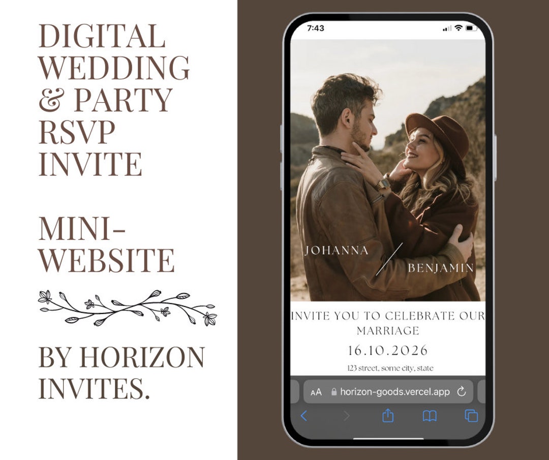 Digital Evite Invitation Mini-wedding Website & RSVP. Wedding, Party ...