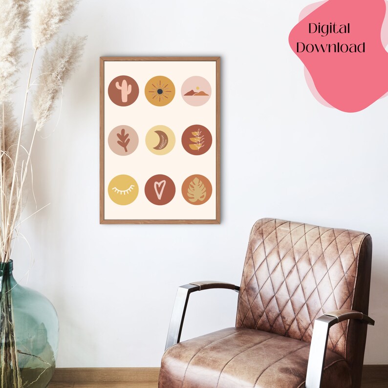 Boho Circle Wall Art Set Arizona Desert Colors Print, Bohemian Home ...