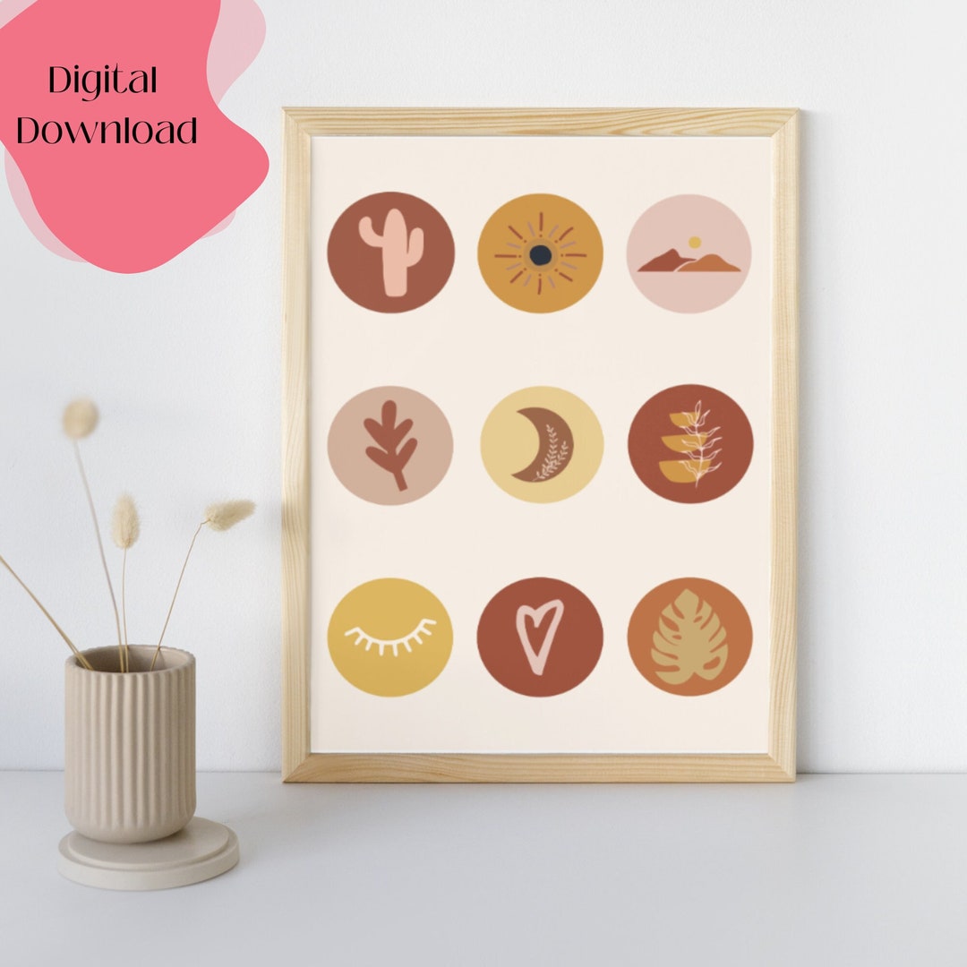 Boho Circle Wall Art Set Arizona Desert Colors Print, Bohemian Home ...