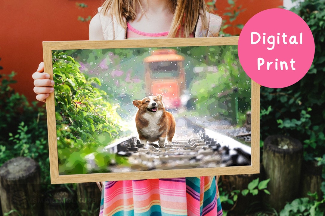 Adorable Cartoon Corgi Wall Art. PRINTABLE WALL ART | Digital Download ...