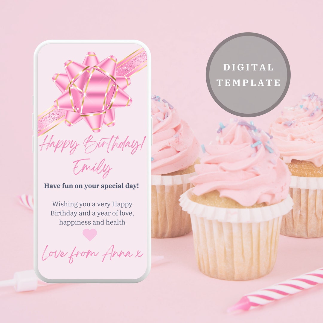 Self Edit Electronic Birthday Greeting Card, Digital Birthday Text ...