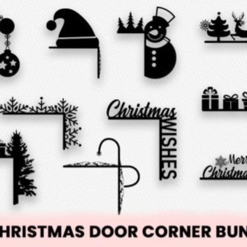 Christmas Door Corner Design With Snowflakes Christmas SVG - Etsy
