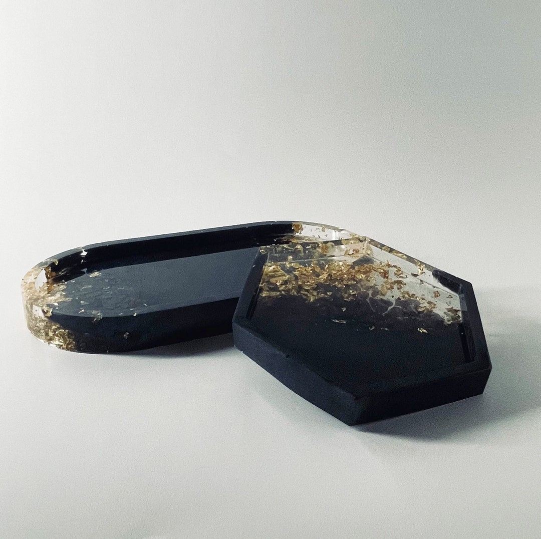 Black and Gold Catch-all Oval Black and Gold Catch-all Hexagon Black ...