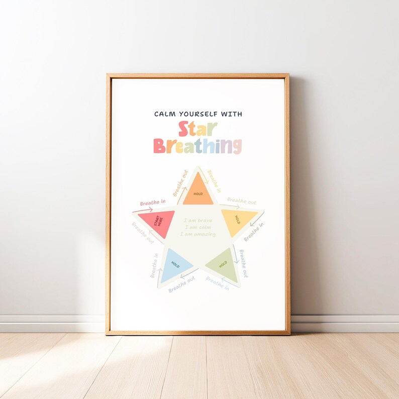 Star Breathing Poster, Grounding Techniques for Kids, Anxiety Relief ...
