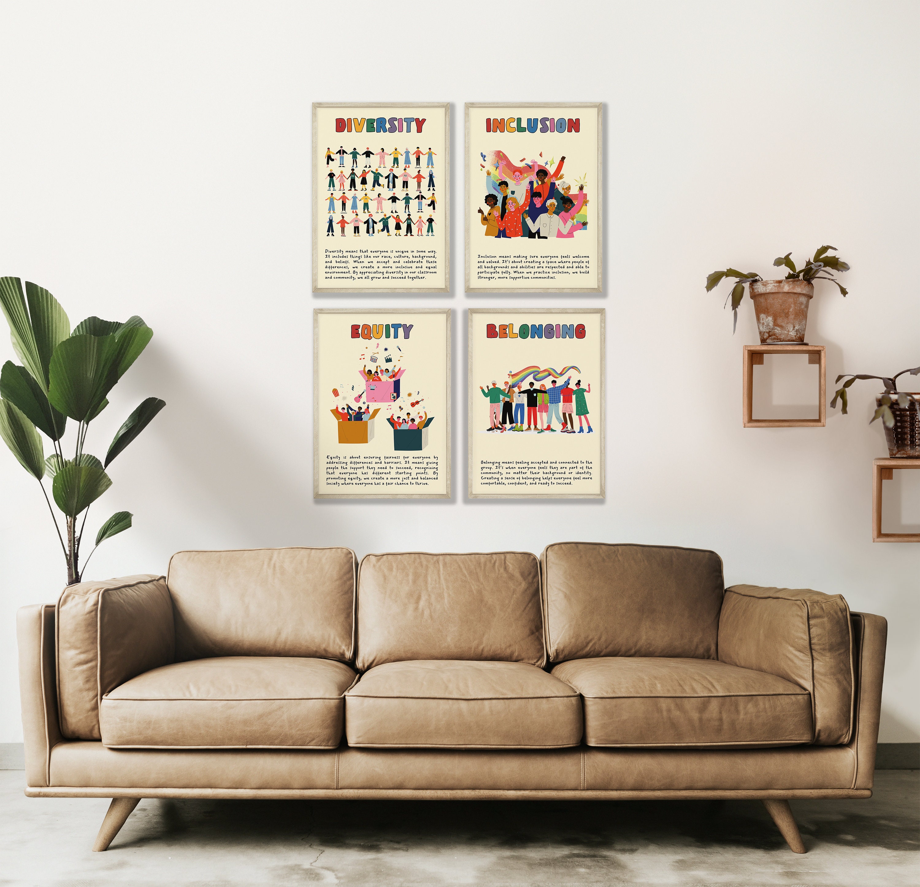 DEIB Poster Set Retro Diversity Equity Inclusion Bulletin Board ...