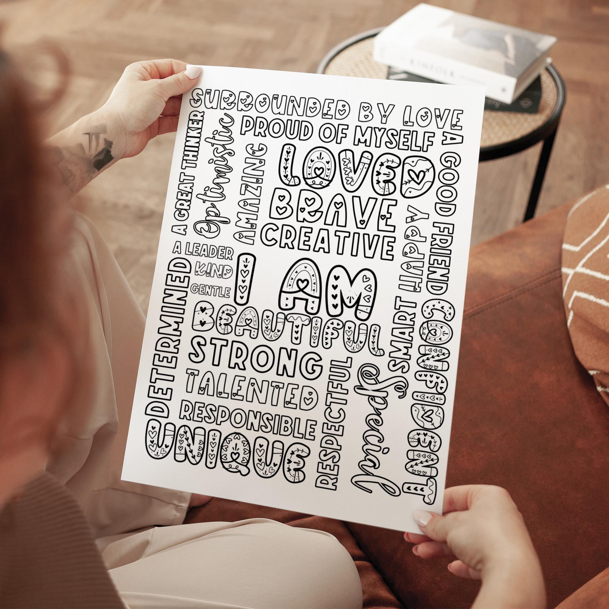 Inclusive Coloring Pages, Positive Affirmation Coloring Worksheet ...