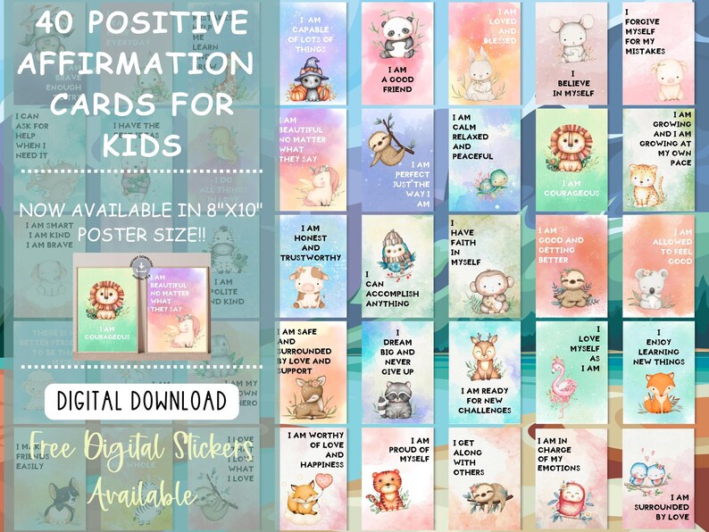 40 Affirmation Cards for Kids, Encouragement Cards, Positive ...