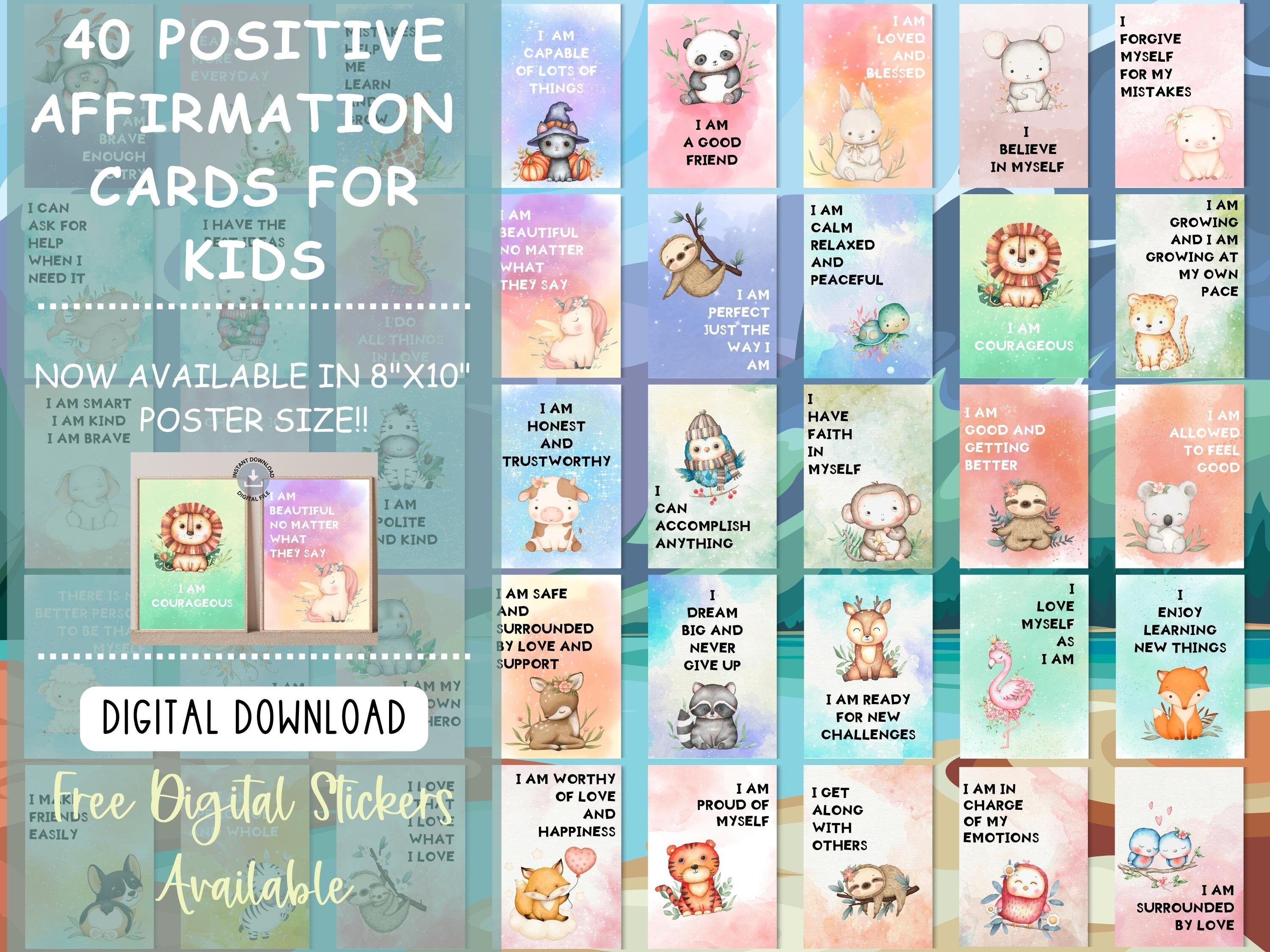 40 Affirmation Cards for Kids, Encouragement Cards, Positive ...