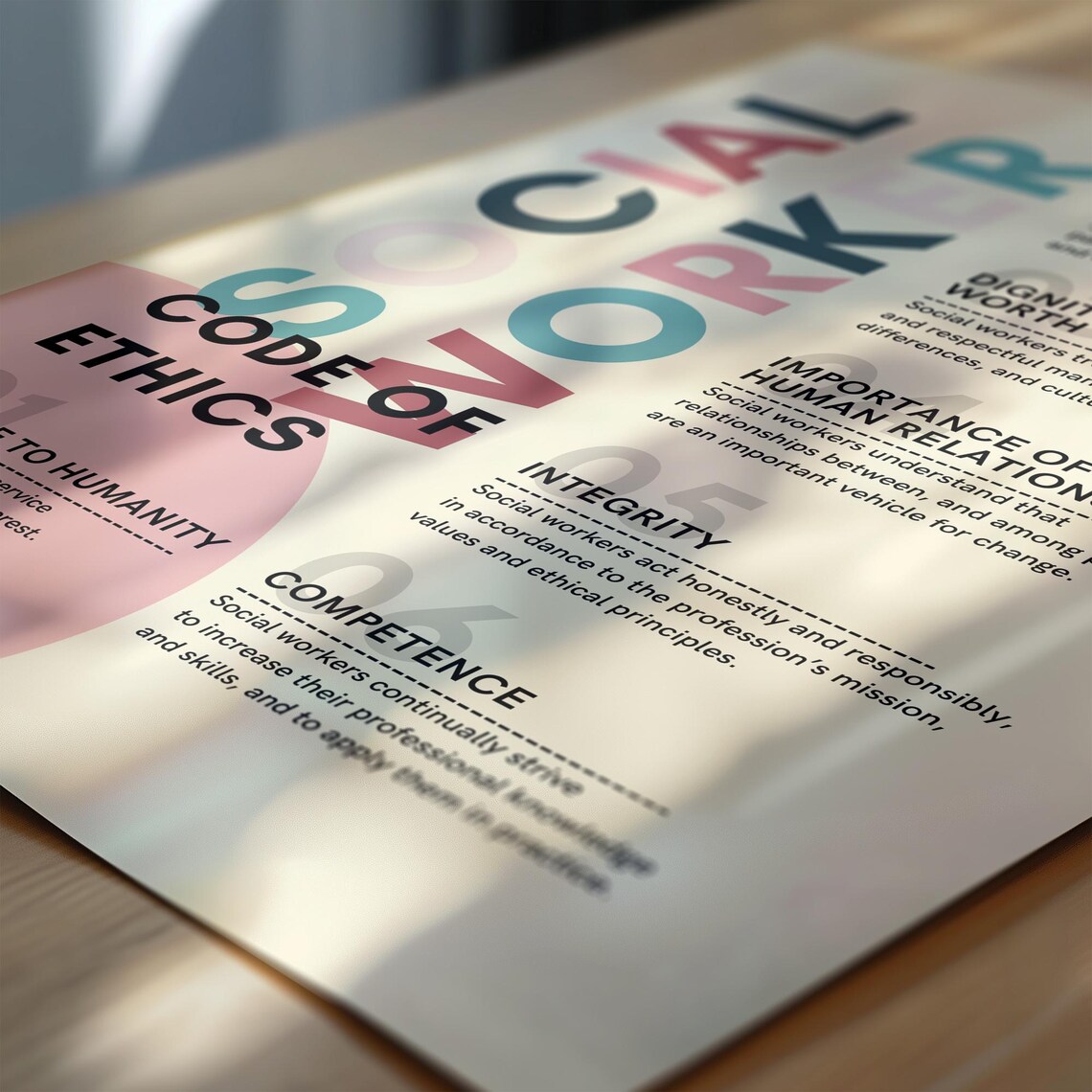 Social Work Office Decor, Social Worker Code of Ethics, Printable ...