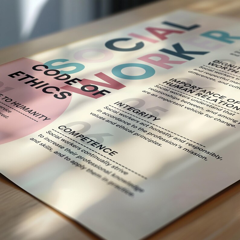 Social Work Office Decor, Social Worker Code of Ethics, Printable ...