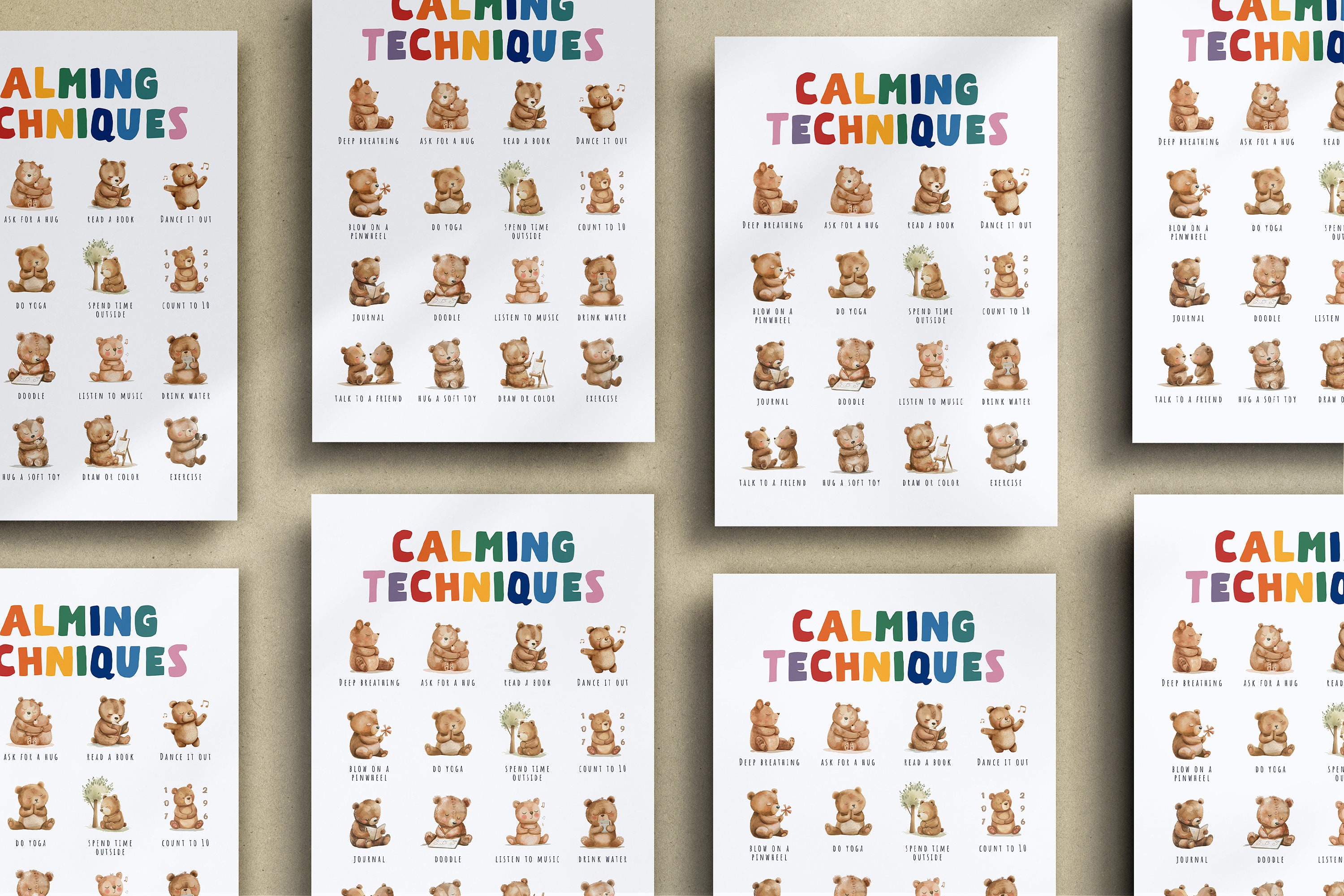 Bear Calming Techniques Poster, Calming Strategies Poster, Calming Down ...