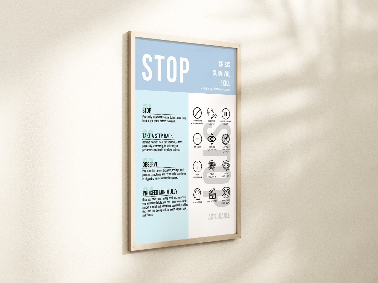 STOP DBT Poster, Crisis Survival Skill, DBT Skill Poster, Mental Health ...