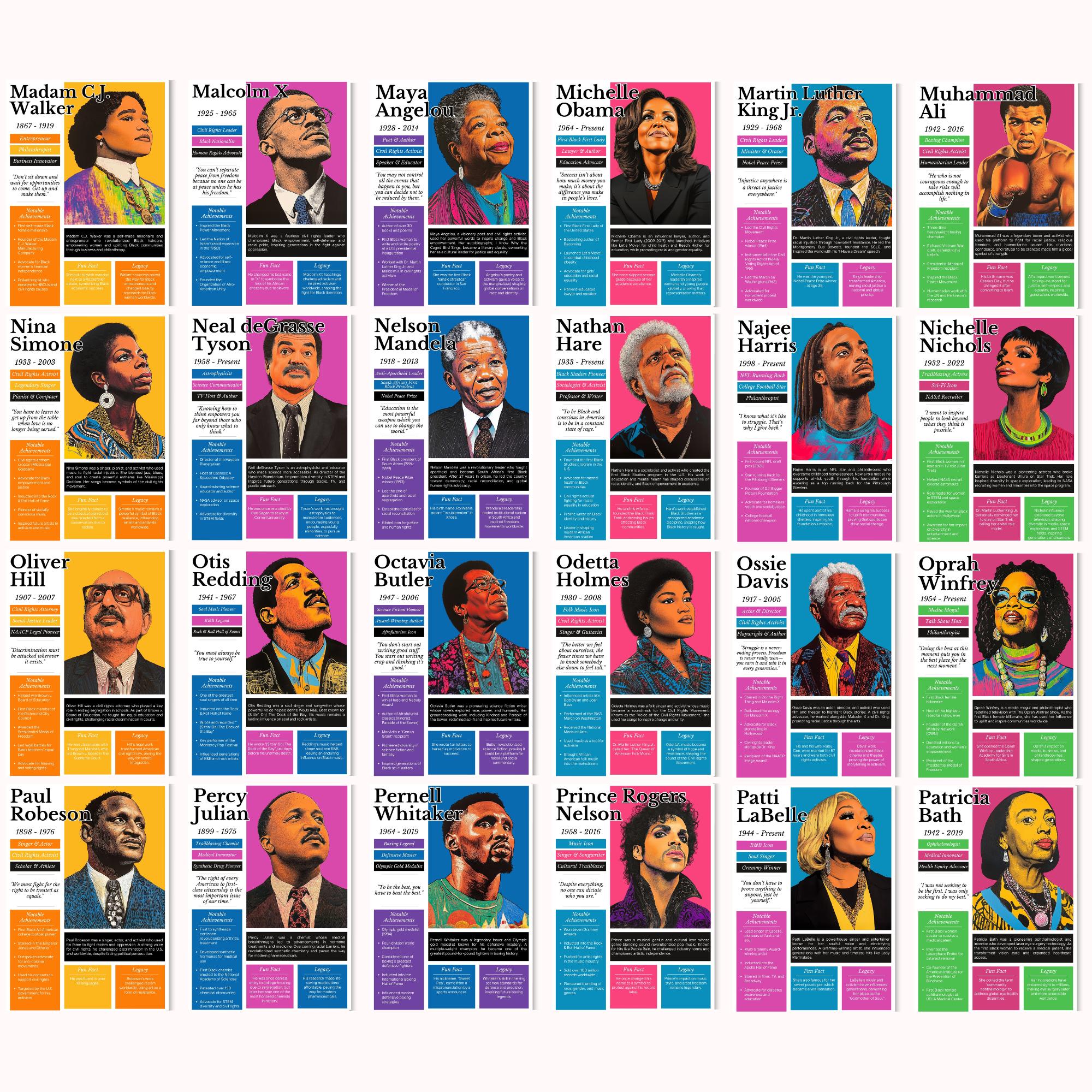 120 African American Icons Black History Month Posters, Juneteenth ...