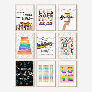 18 LGBTQ Prints, Diversity and Inclusion Posters, Safe Space Sign ...