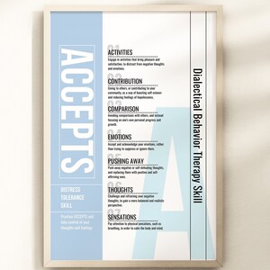 ACCEPTS DBT Poster, Distress Tolerance Skill, DBT Skill, Mental Health ...
