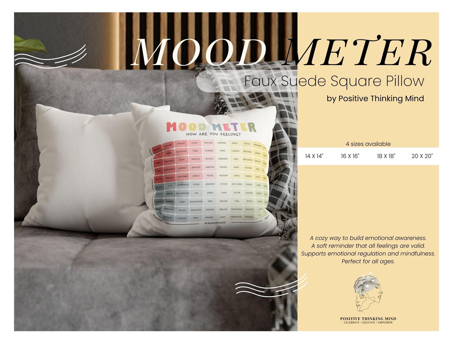 Therapy Office Pillow, Mood Meter and Coping Skills, Kids Mood Board ...
