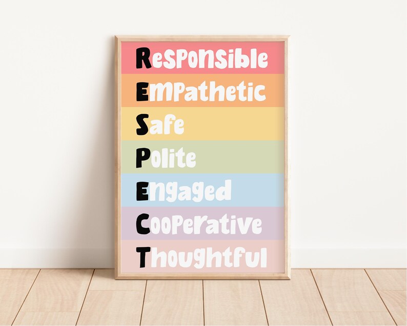 Respect Posters for Kids, Respect Print, Rainbow Classroom Decor ...