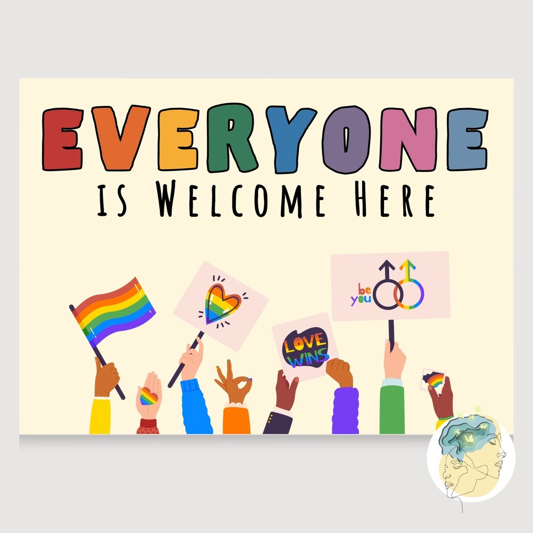 Everyone is Welcome Here Sign, Diversity and Inclusion Poster, Social ...