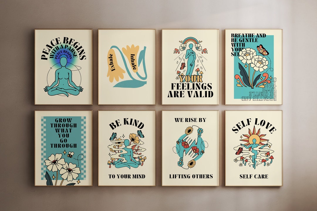 8 Retro Mental Health Posters, School Counseling Posters, Mental Health ...