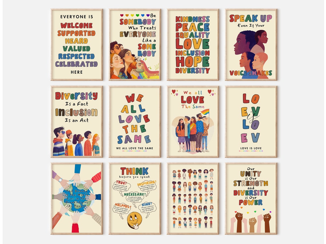 Set of 24 Multicultural Poster, Diversity Print, Inclusion Wall Art ...