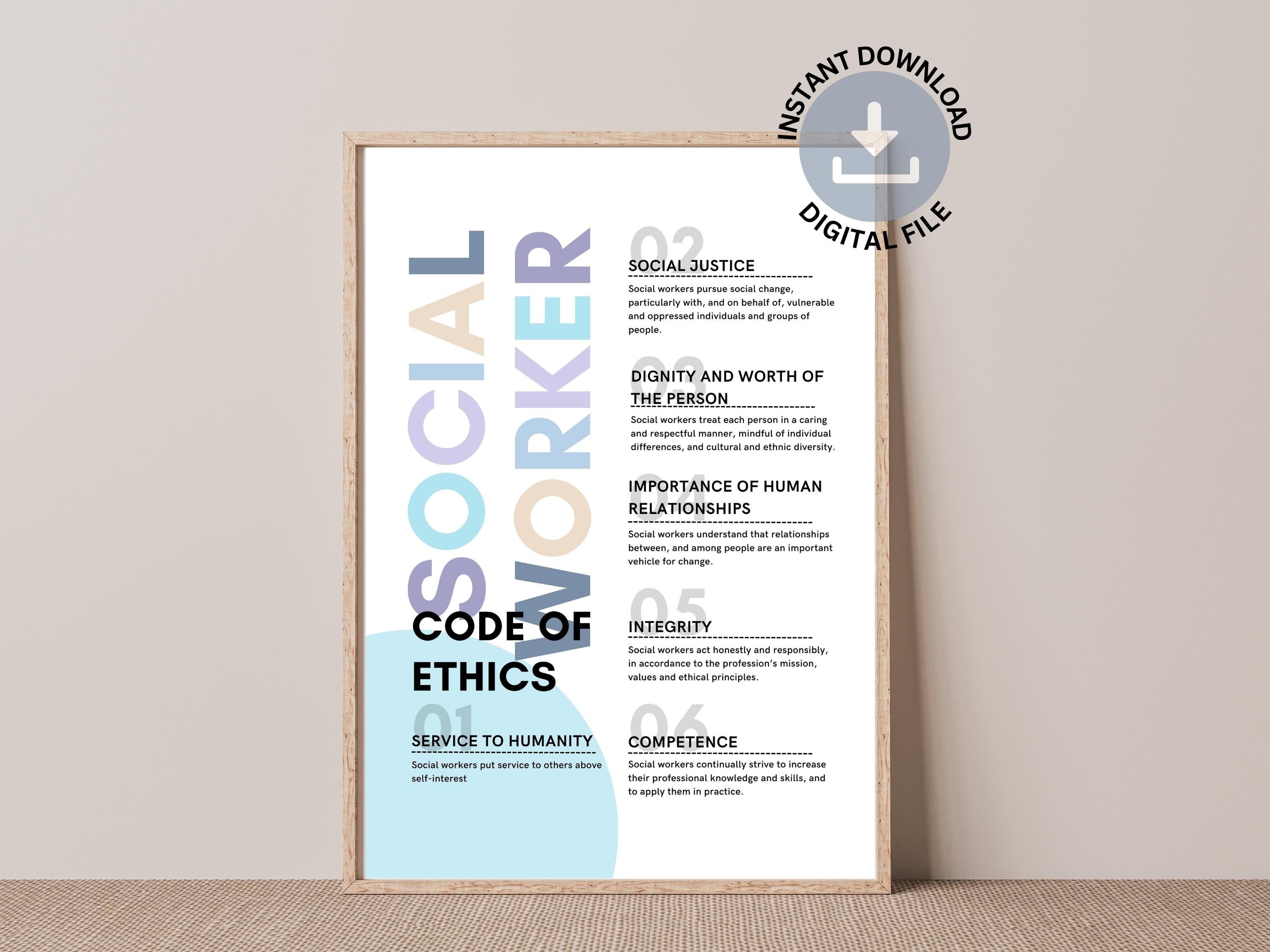 Social Worker Code of Ethics Social Work Values NASW Code of - Etsy