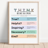 Think Poster - Think Before You Speak Print - Educational Art ...