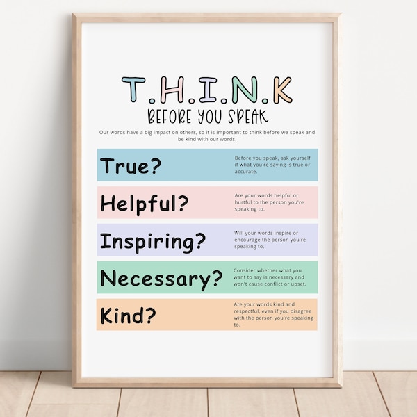 Think Before You Speak Poster - Etsy