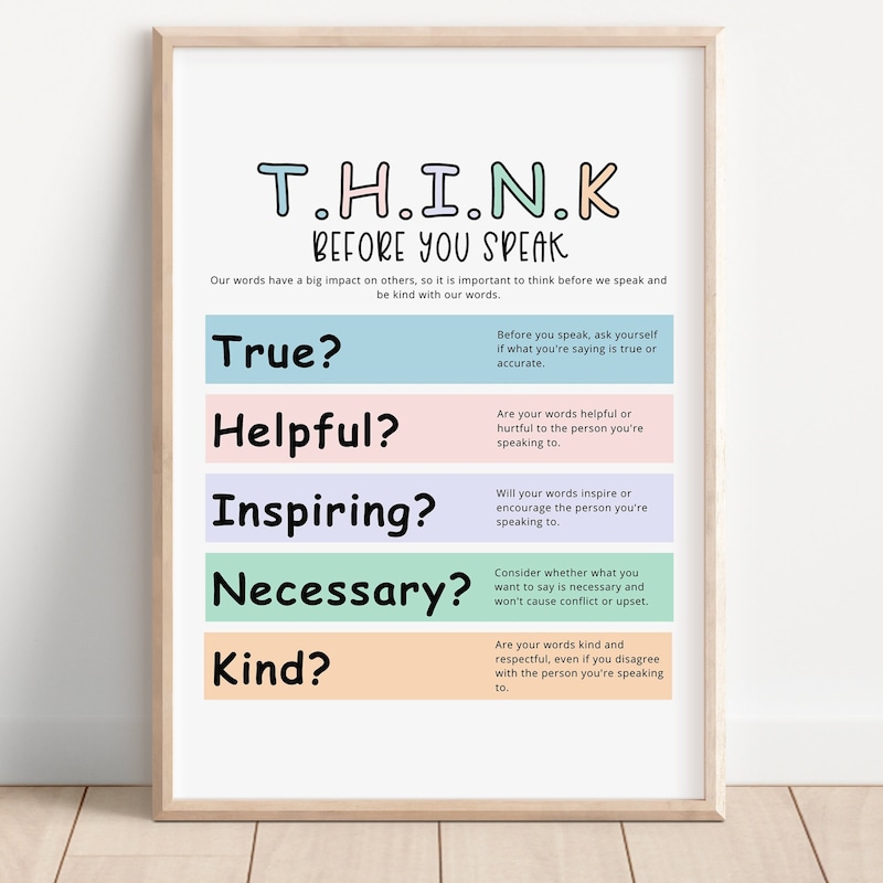 Think Before You Speak Poster - Etsy