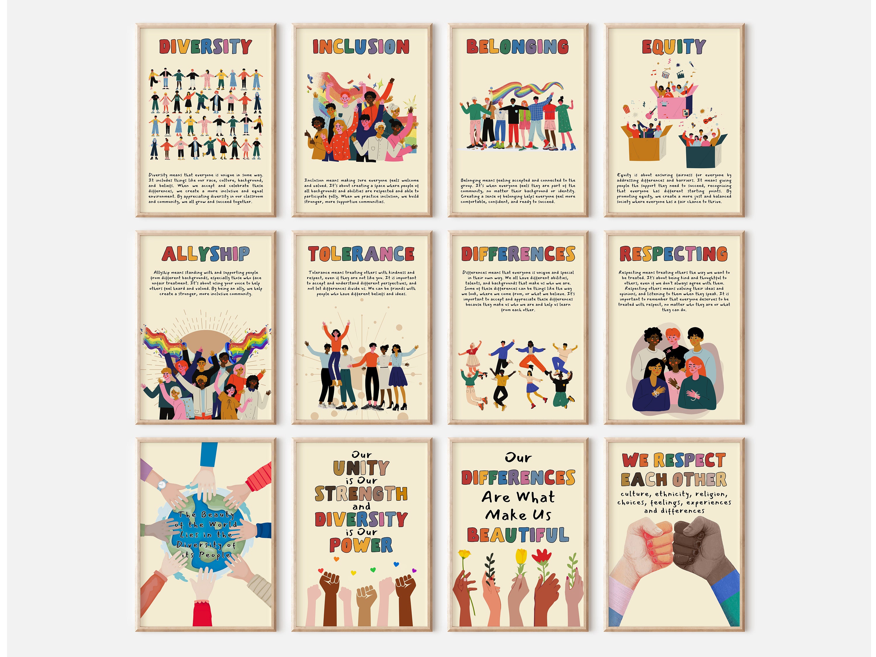 Set of 24 Multicultural Poster, Diversity Print, Inclusion Wall Art ...