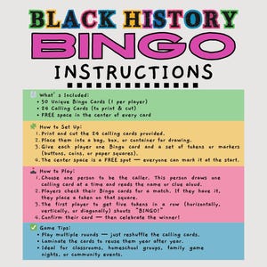 50 Black History Bingo, Black History Games for Adults Preschool, Black ...