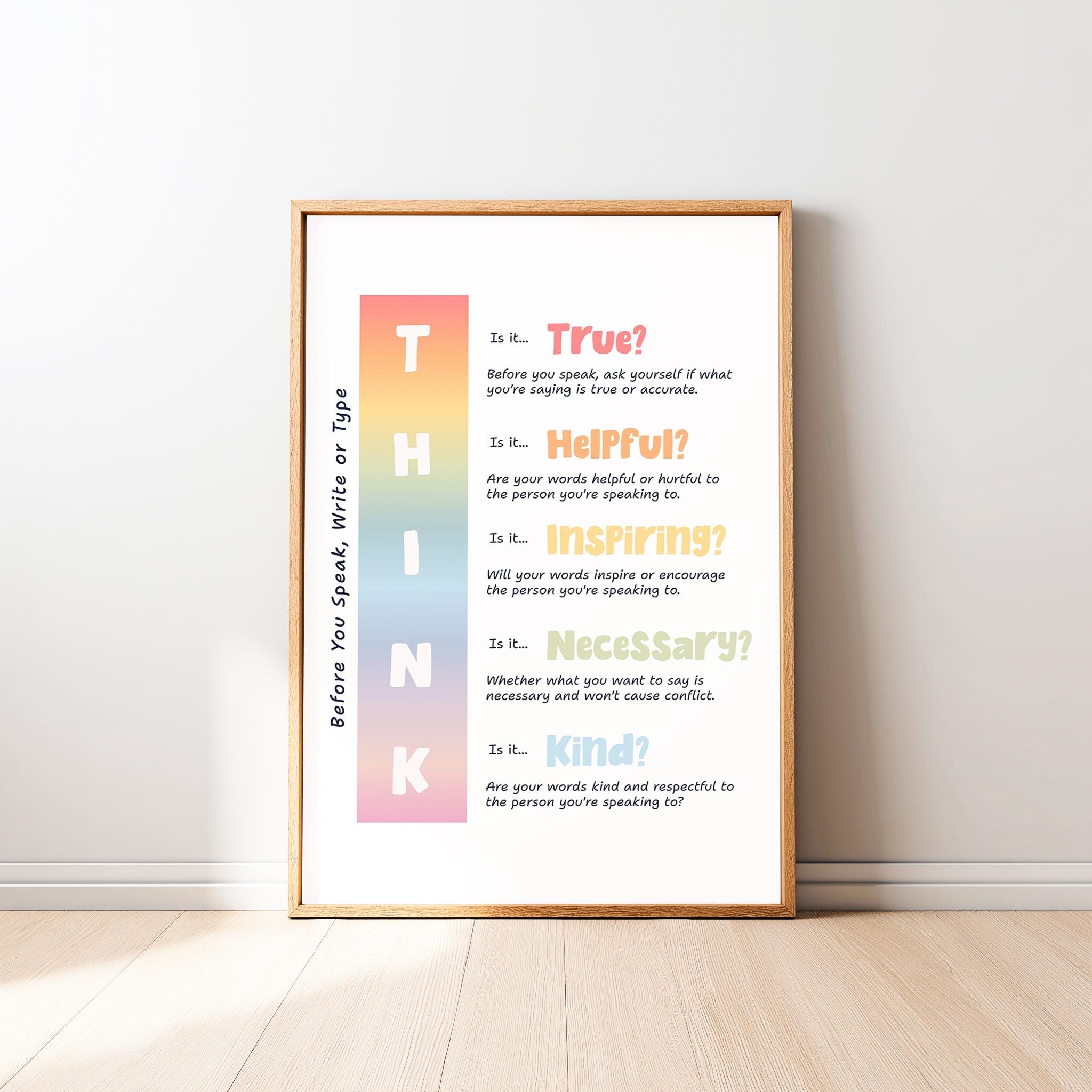 Think Before You Speak Posters, Rules Print, Teacher Office Decor ...
