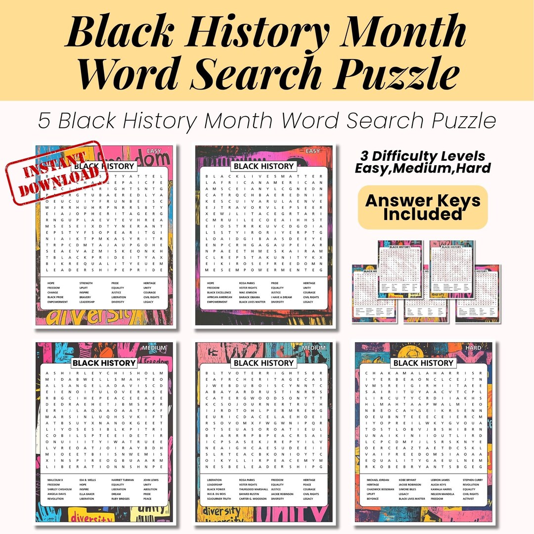 Juneteenth Word Search, Black History Month Word Search, Word Search ...