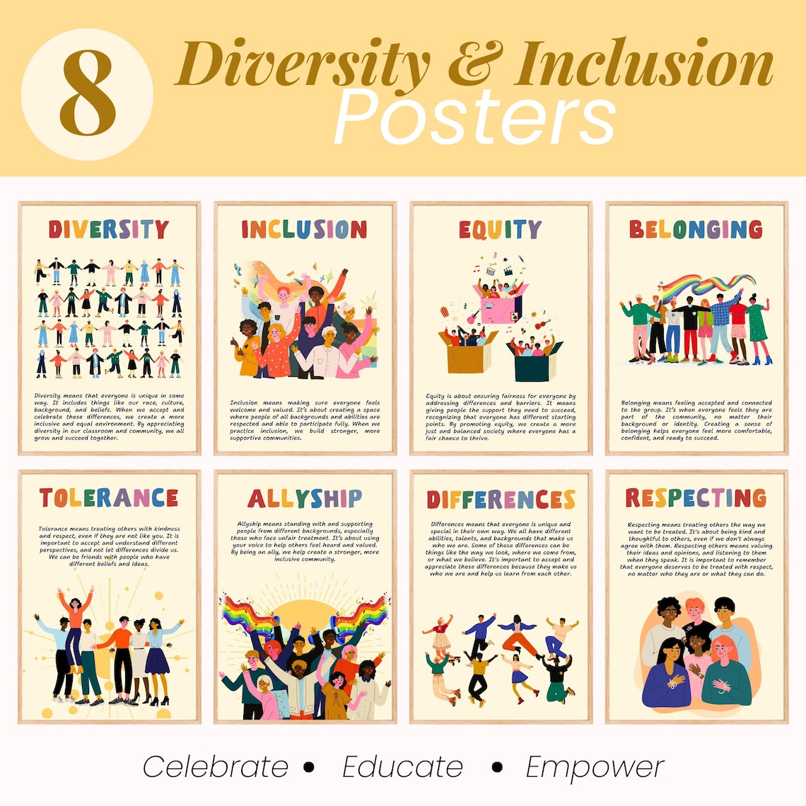 Diversity Equity Inclusion, DEI Posters, Classroom Affirmation Posters ...