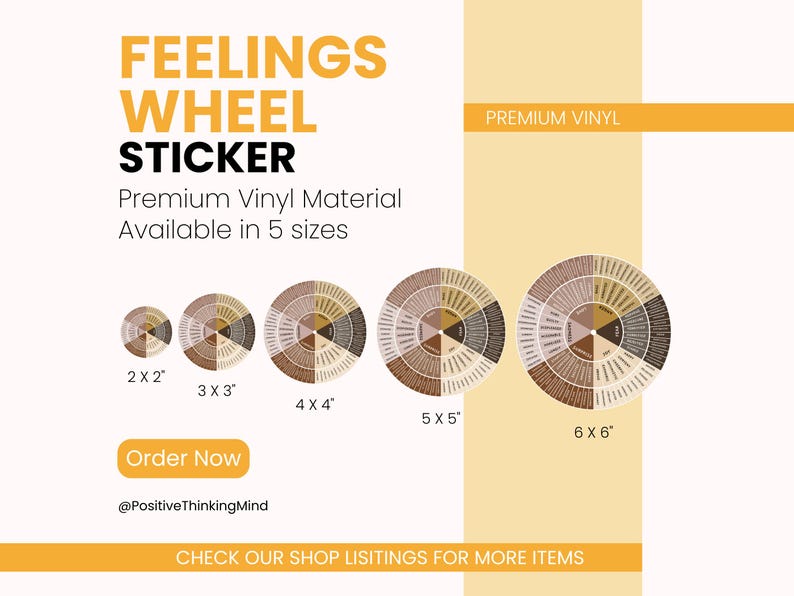 Emotion Wheel Sticker, Vinyl Stickers, Mental Health Vinyl Sticker ...