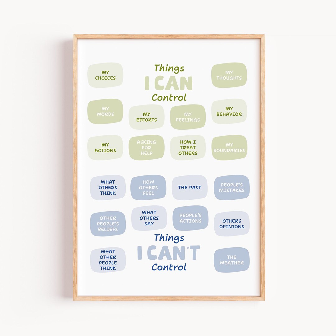 Things I Can and Cannot Control, What I Can Control Poster, Therapy ...