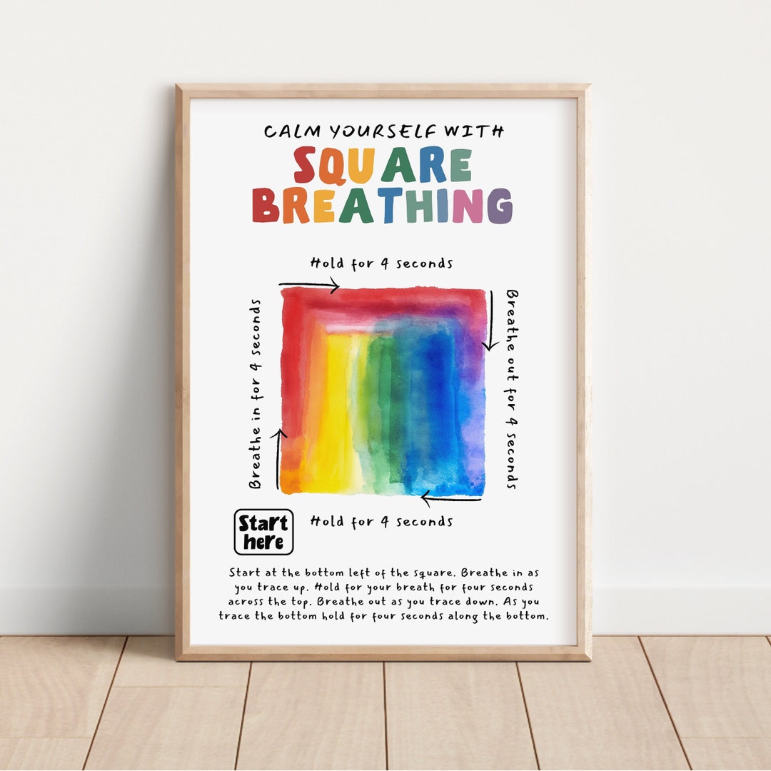 Breathing Technique Poster, Breathing Exercises for Kids, Anxiety ...