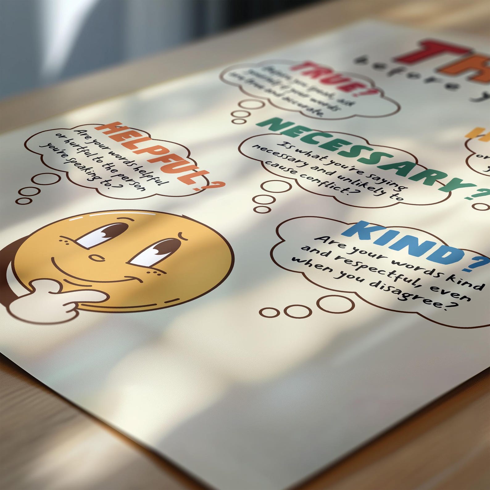 THINK Before You Speak Sign, Classroom Decor Poster, Think Acronym ...
