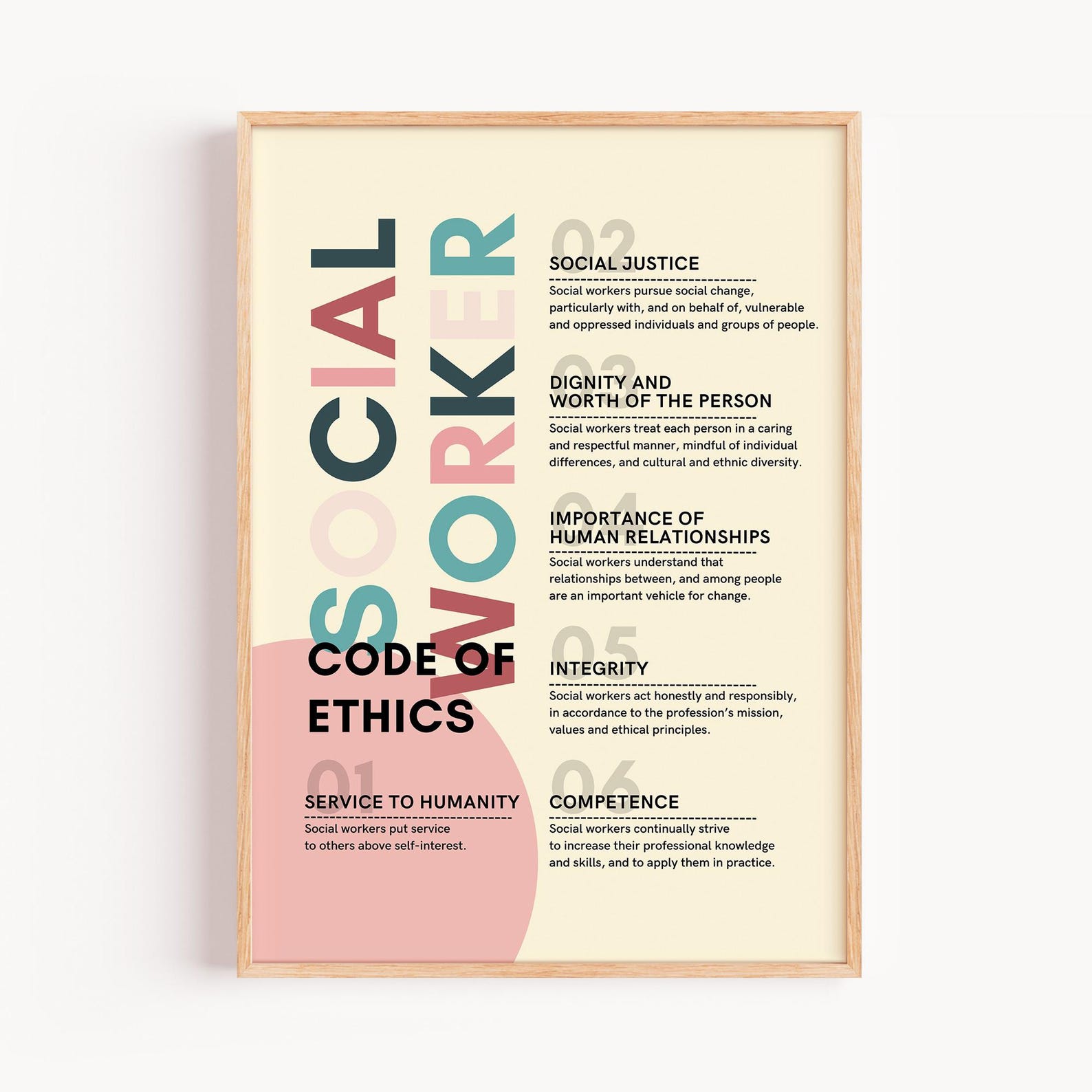 Social Work Office Decor, Social Worker Code of Ethics, Printable ...