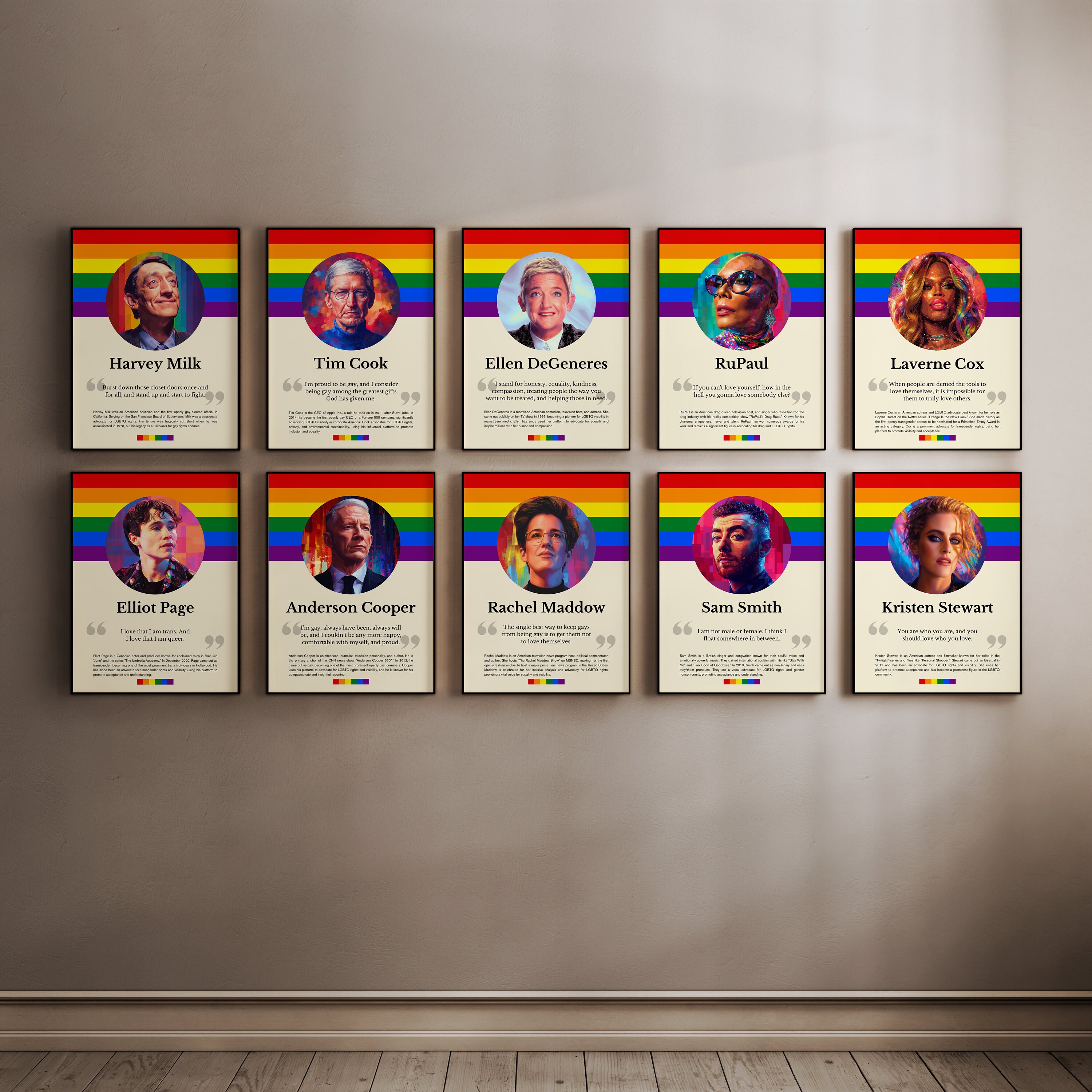 LGBT Bulletin Board Posters, Pride Month, 40 Pride Celebrity Icons, Gay ...