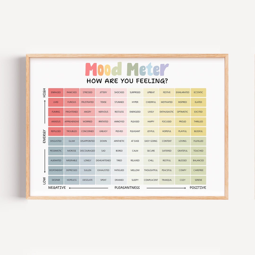 Mood Meter Poster, Feelings Thermometer, Feelings Chart for Home ...
