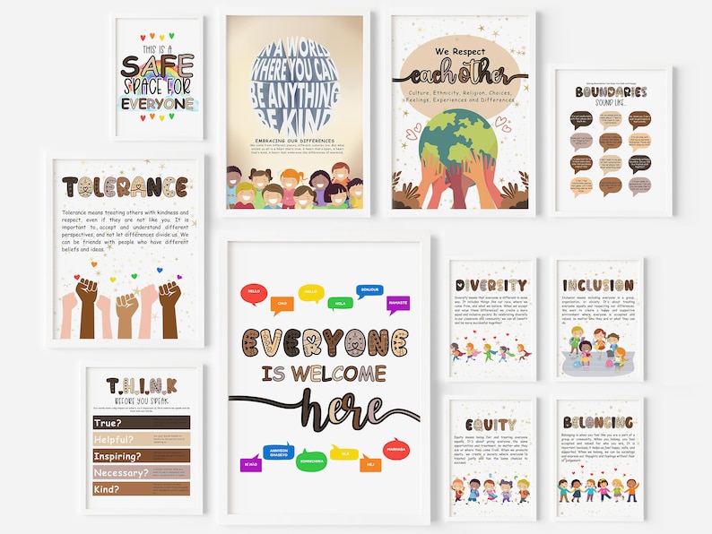 35 Diversity Poster Set, Inclusive Posters, Inclusive Classroom Poster ...