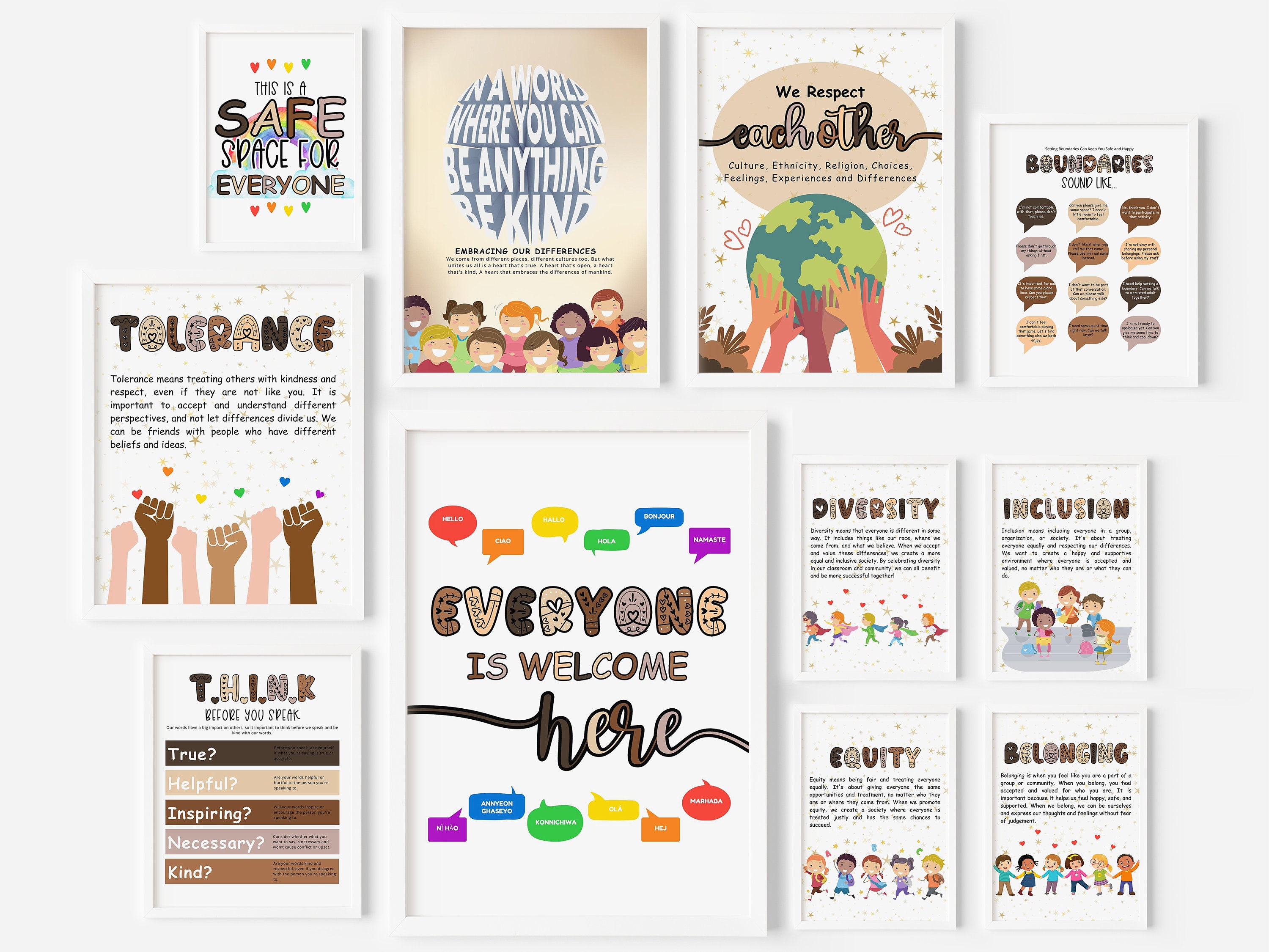 35 Diversity Poster Set, Inclusive Posters, Inclusive Classroom Poster ...