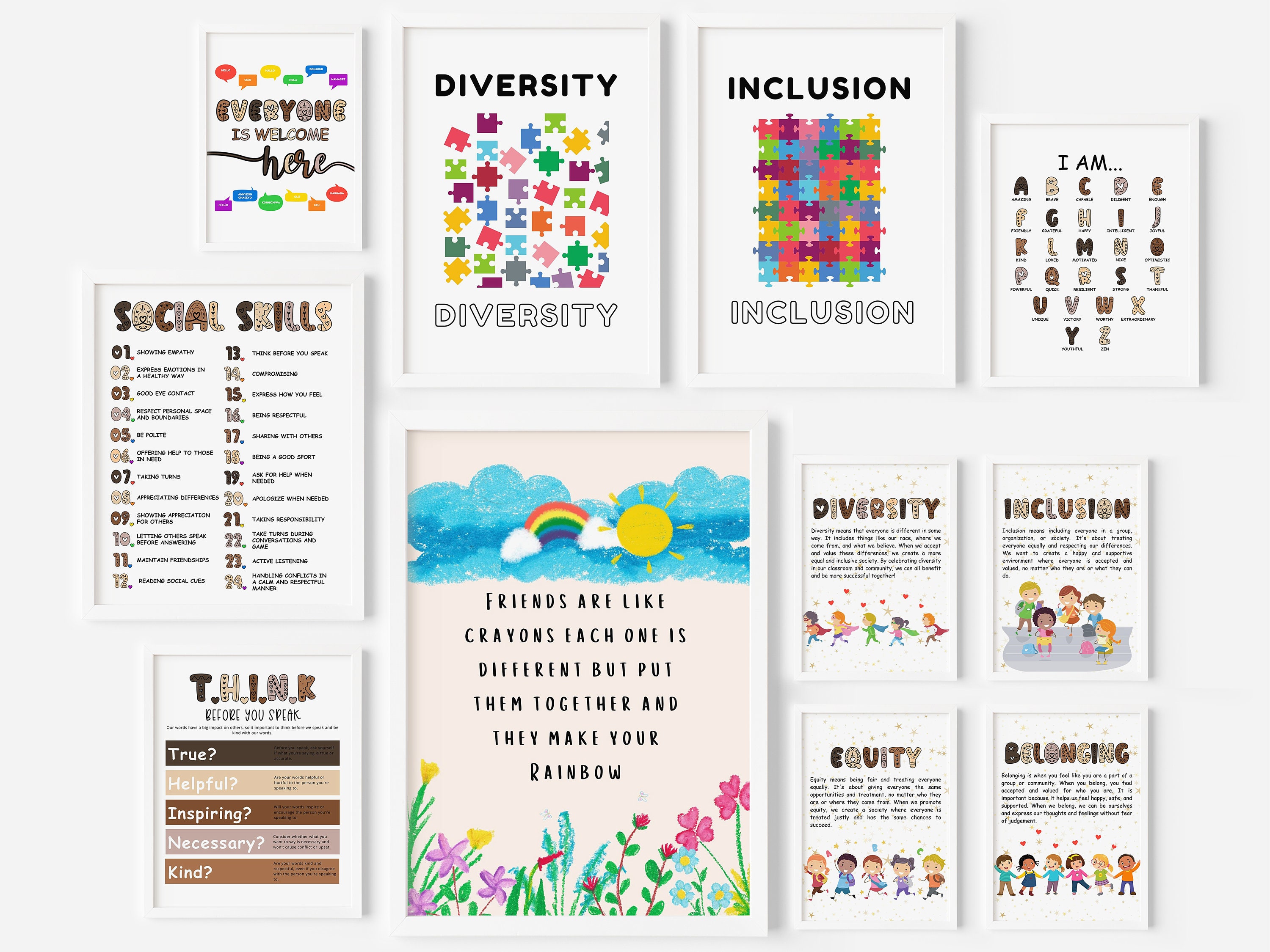 35 Diversity Poster Set, Inclusive Posters, Inclusive Classroom Poster ...