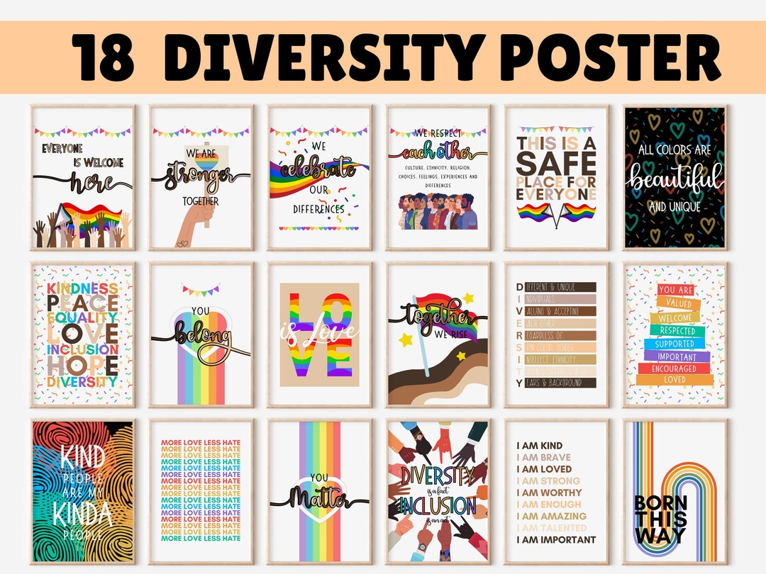 18 Diversity Poster, Diversity and Inclusion, LGBTQ Prints, You Matter ...