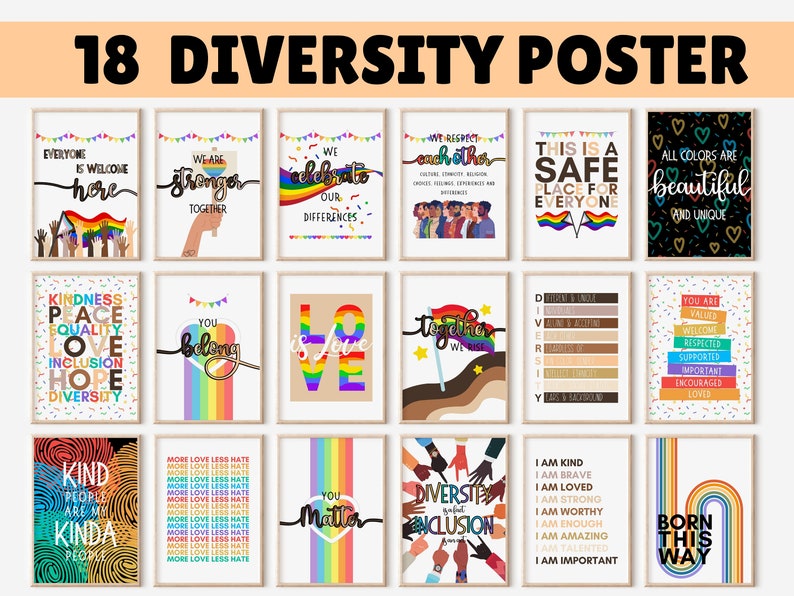 18 Diversity Poster, Diversity and Inclusion, LGBTQ Prints, You Matter ...