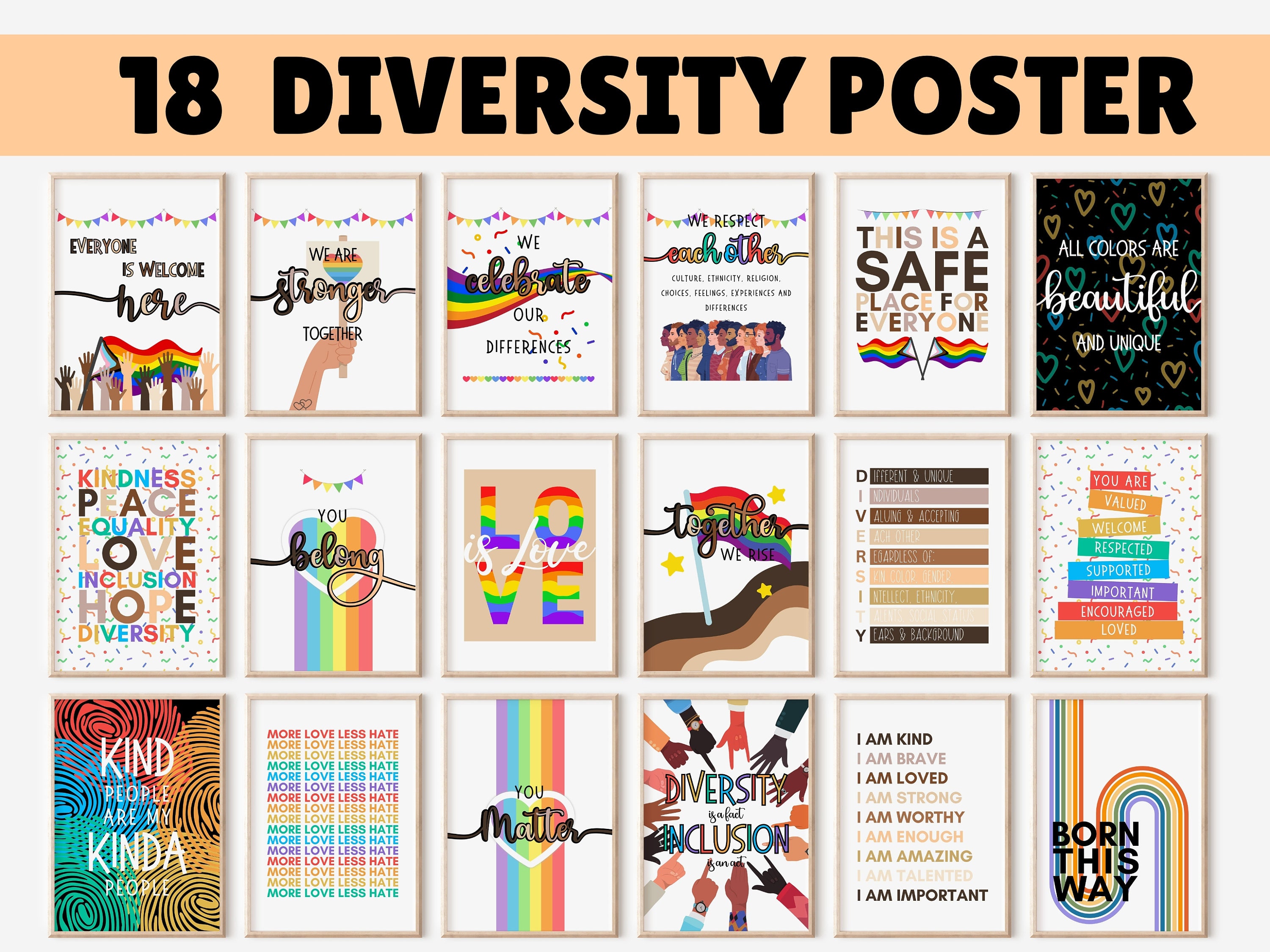 18 Diversity Poster, Diversity and Inclusion, LGBTQ Prints, You Matter ... 18 Diversity Poster, Diversity and Inclusion, LGBTQ Prints, You Matter ...